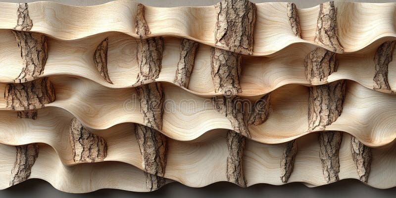 Wood Panel Displays Unique Wavy Texture and Natural Bark Patterns in a ...