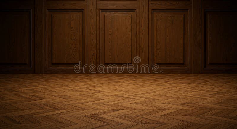 Wood-paneled Wall with Four Large Rectangular Sections, Each Detailed ...