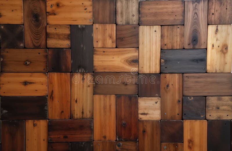 Wood Panels Arranged in Mosaic Pattern. Different Shades of Wood Create ...