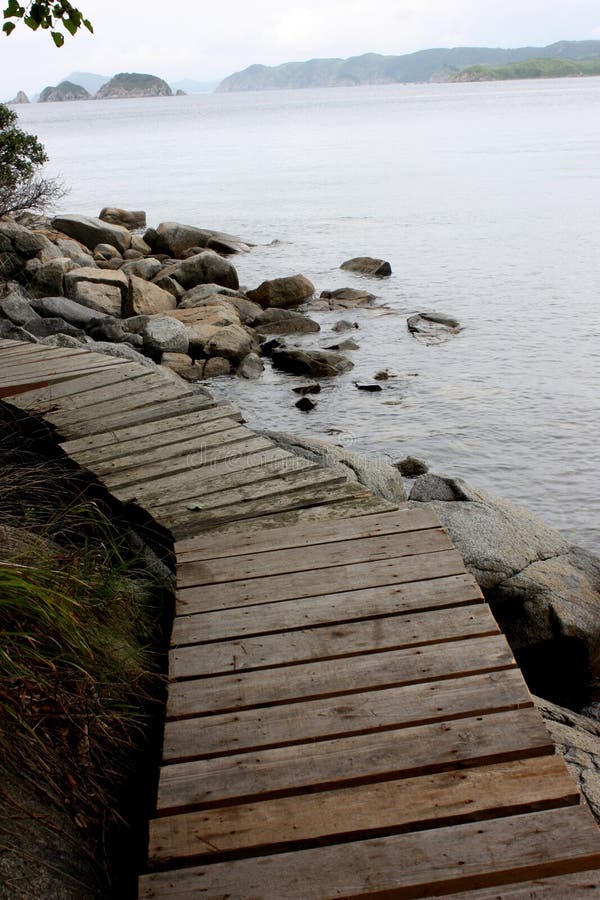 Wood Path Along the Seaside Stock Image - Image of path, rocky: 63365705