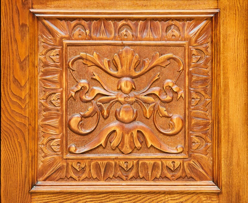 Wood Pattern Decorative Bas-relief on the Surface Stock Photo - Image ...