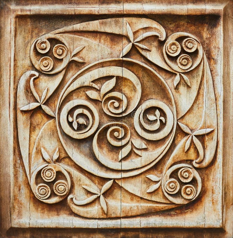 Wood Pattern Decorative Bas-relief Stock Photo - Image of architecture ...