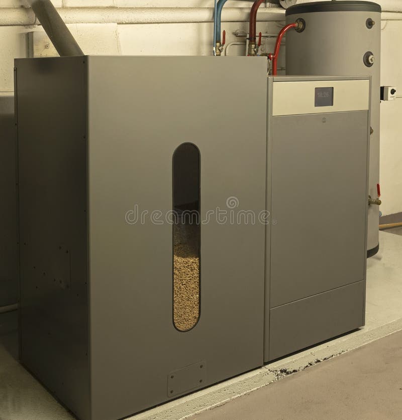 Wood Pellet Boiler in a House Stock Image - Image of winter ...