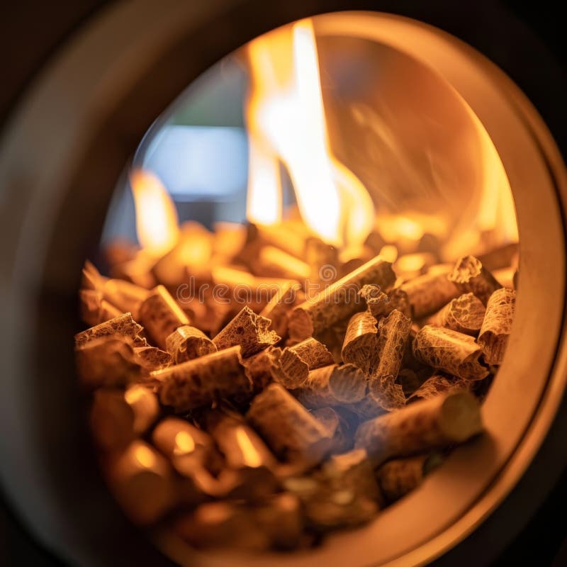 Wood Pellet Stove with Clear Window Showing Burning Pellets for ...