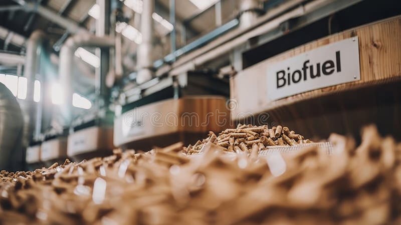 Wood Pellets Container Labeled As Biofuel for Environmentally Friendly ...