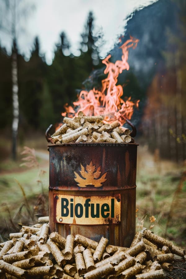 Wood Pellets Container with Prominent Biofuel Label for Eco Friendly ...