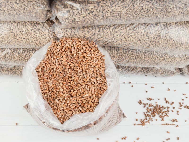 Wood pellets in a Sack stock image. Image of clean, domestic - 42328913
