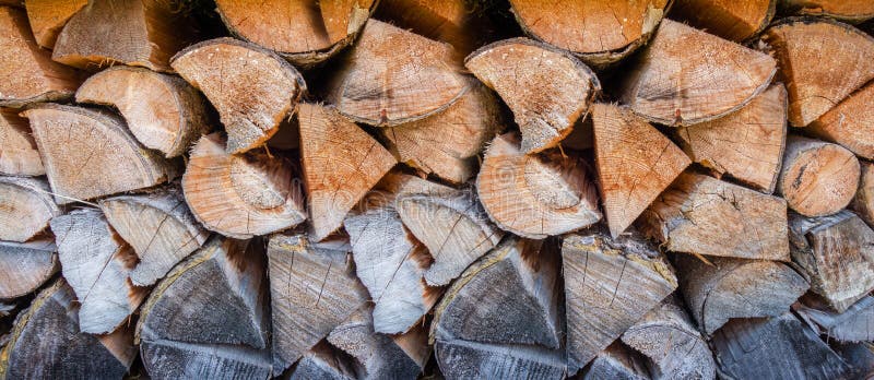 Wood Pile Background Texture. Horizontal Banner Stock Photo - Image of ...