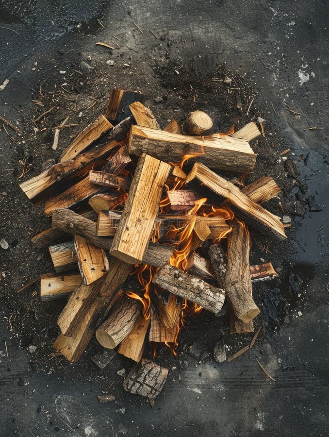 Wood Pile Fire stock image. Image of campfire, fire - 375482241