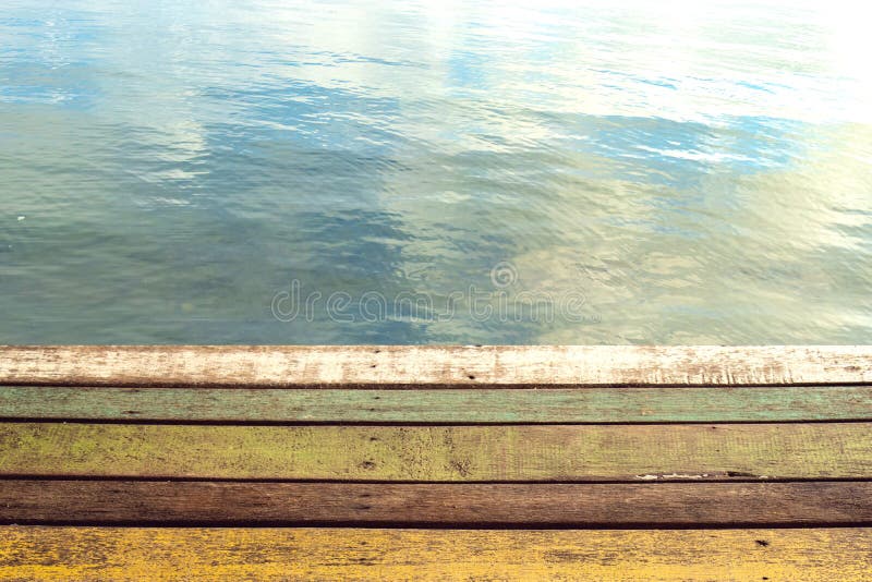 Wood Plank of Pier with Water of Lake Background Stock Photo - Image of ...