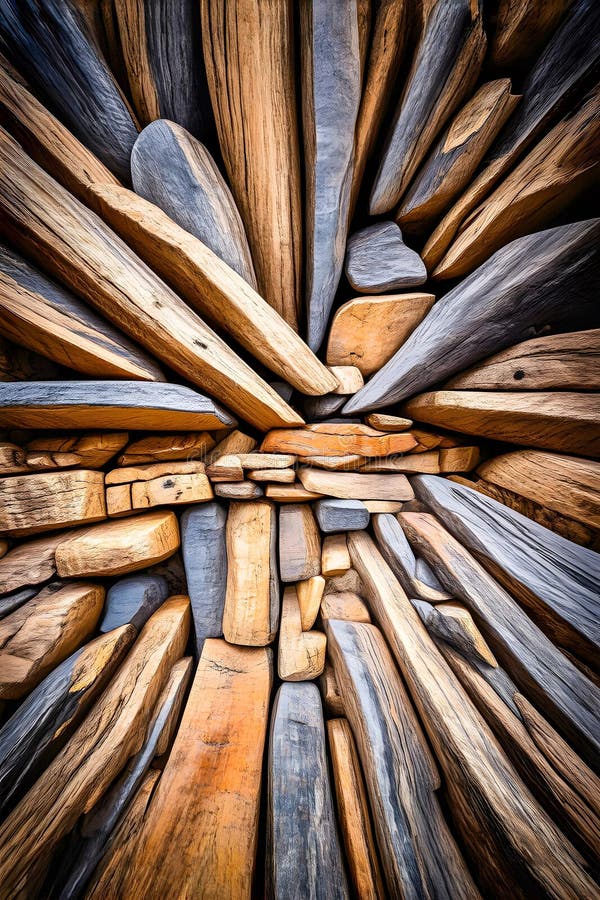 Wood Planks Exploding with Brick Base Center Stock Image - Image of ...