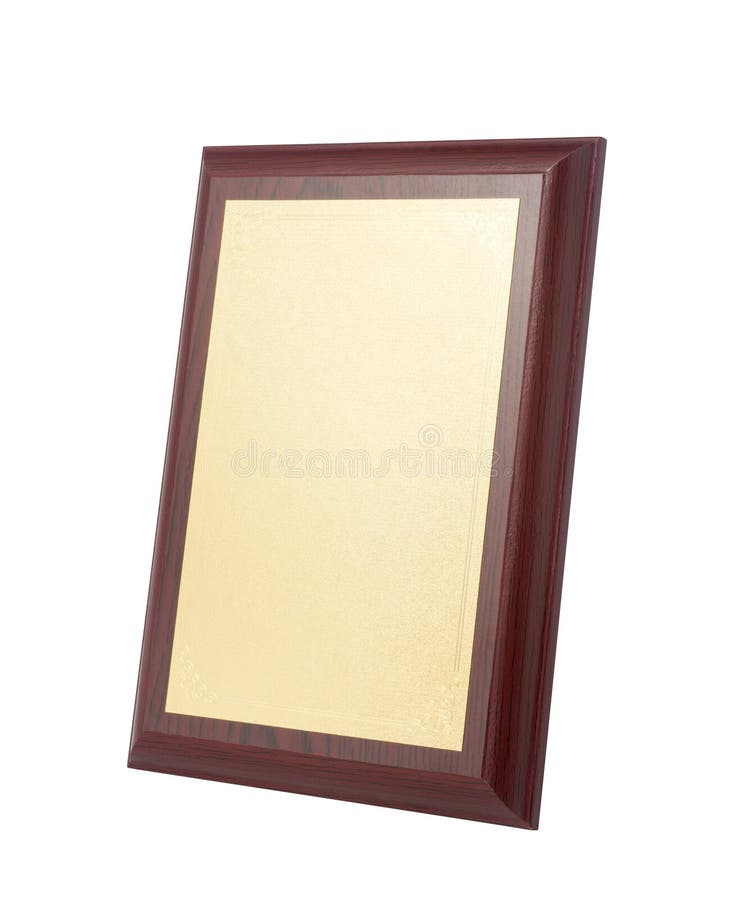 Wood Plaque with Gold Plate Stock Image - Image of award, isolated ...
