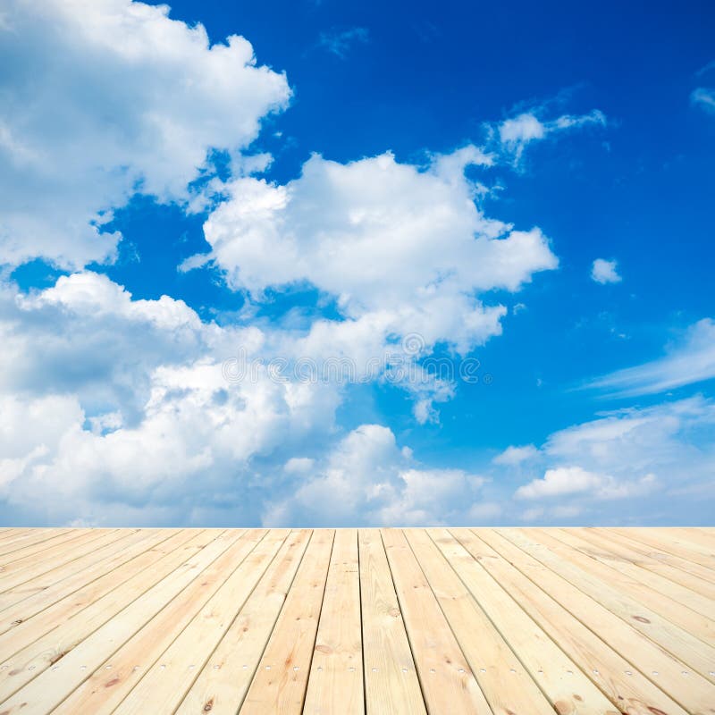 Wood Platform in the Blue Sky Stock Image - Image of summer, wallpaper ...