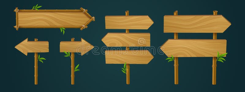 Wood Pointer Bamboo Game Ui Frame, Direction Arrow Stock Vector ...