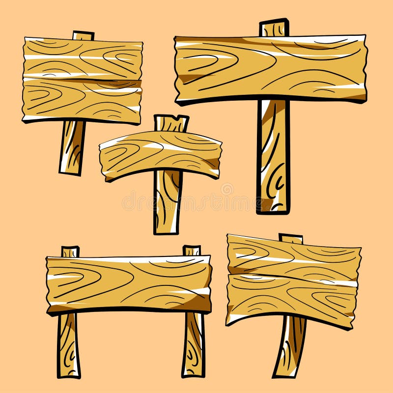 Wood Post Sign Bundle Vector Image Stock Vector - Illustration of ...
