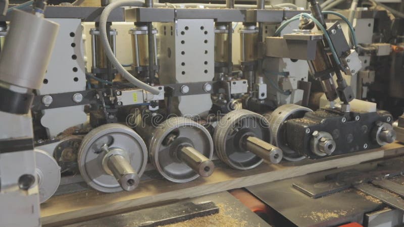 Wood Processing on an Automated Machine. the Wood is Processed in the ...