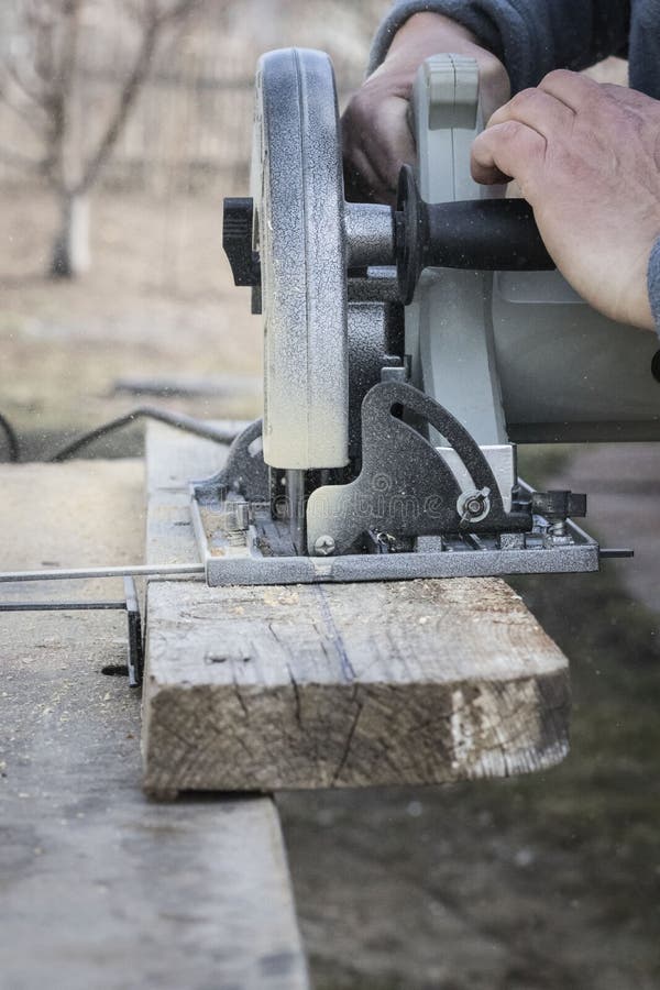 Wood Processing with Different Tools. Stock Image - Image of measure ...
