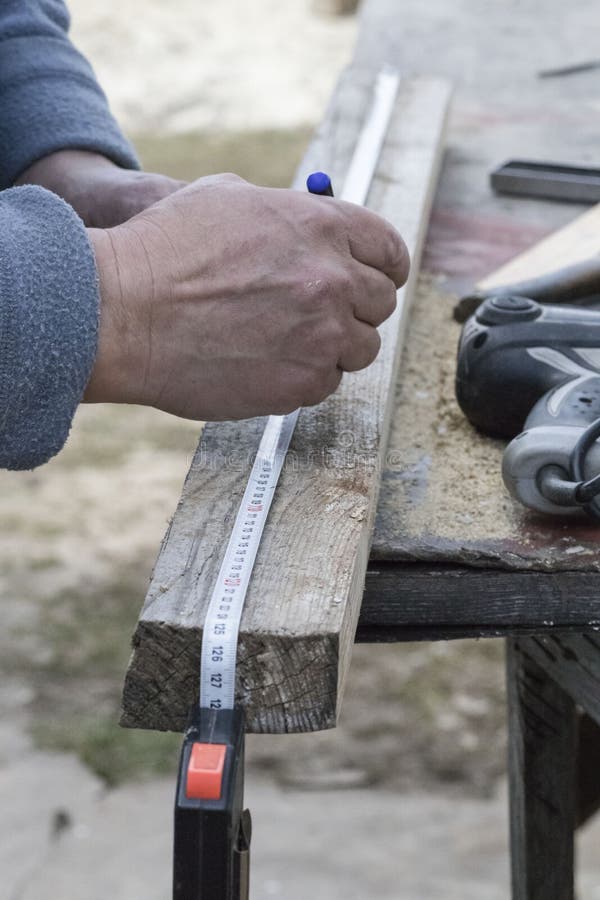 Wood Processing with Different Tools. Stock Image - Image of metal ...