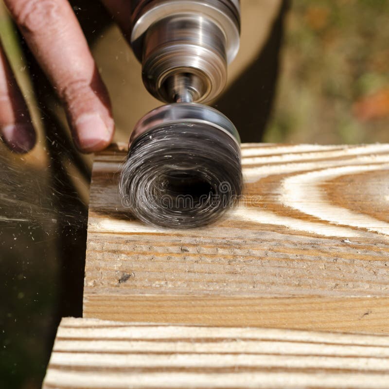 Male Hand is Holding Brushing Machine Electrical Rotating with Metal ...