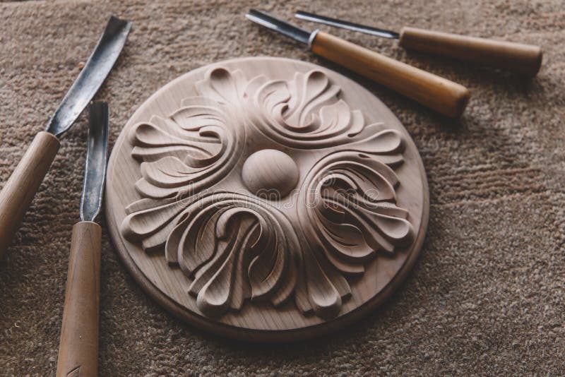 Wood Processing. Joinery Work. Wood Carving. the Carving Object with ...