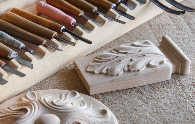 Wood Processing. Joinery Work. Wood Carving. the Carving Object with ...