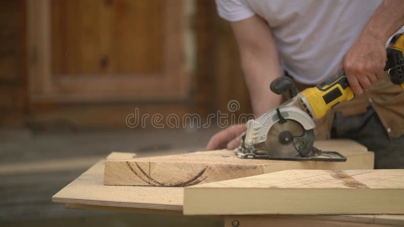 Wood processing stock video. Video of hand, shavings - 311195101