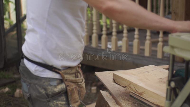 Wood processing stock video. Video of sawdust, fencing - 301130899