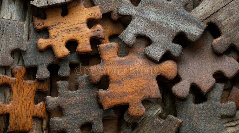 Wooden Jigsaw Puzzle Pieces Close Up View Stock Illustration ...