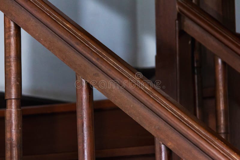 Wood Rail Stairs with Lighting and Shadow Stock Image - Image of ...