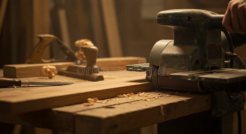 Wood Sanding on Workbench stock illustration. Illustration of rustic ...