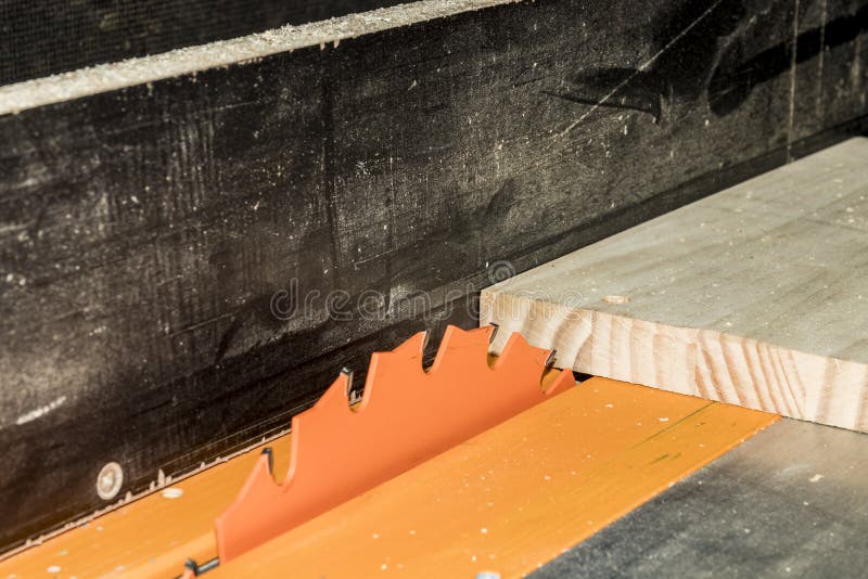 Wood Saw Machine Cutting Plank and Flying Chips Stock Image - Image of ...