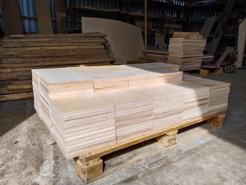 Wood Sawn into Parts in a Production Workshop Stock Image - Image of ...