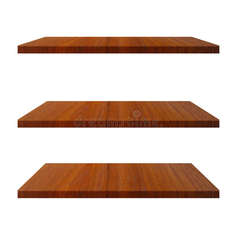 Wood Shelf Table Isolated on White Background Stock Illustration ...