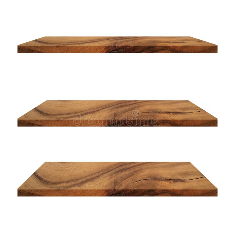 Wood Shelf Table Isolated on White Background Stock Illustration ...
