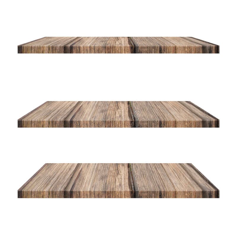Wood Shelf Table Isolated on White Background Stock Illustration ...