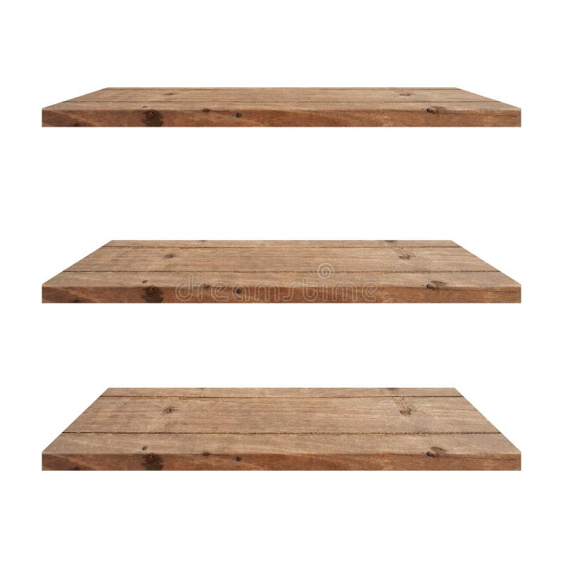 Wood Shelf Table Isolated on White Background Stock Illustration ...