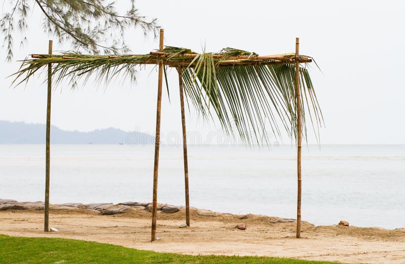Wood shelter on the beach stock image. Image of beach - 36066403