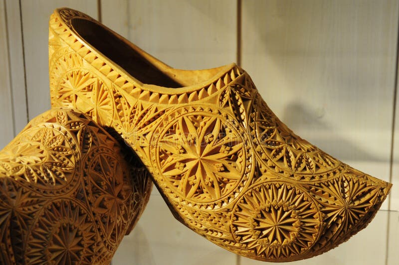 Wood Shoe with Sculpture Pattern Stock Image - Image of artwork ...