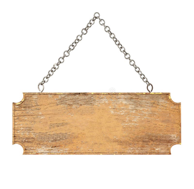 The Wood Sign from a Chain Isolated on White Stock Image - Image of ...