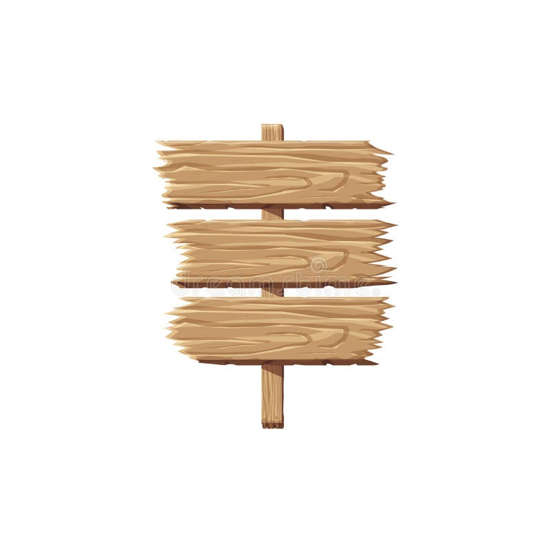 Wood Sign. Empty Wooden Signboard Template, Vector Illustration Stock ...