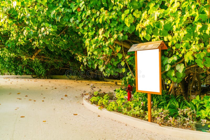 Wood Sign in Green Garden . Stock Photo - Image of billboard, lawn ...