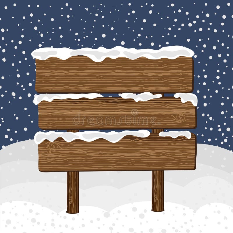 Wooden sign in snow stock vector. Illustration of cold - 27501897