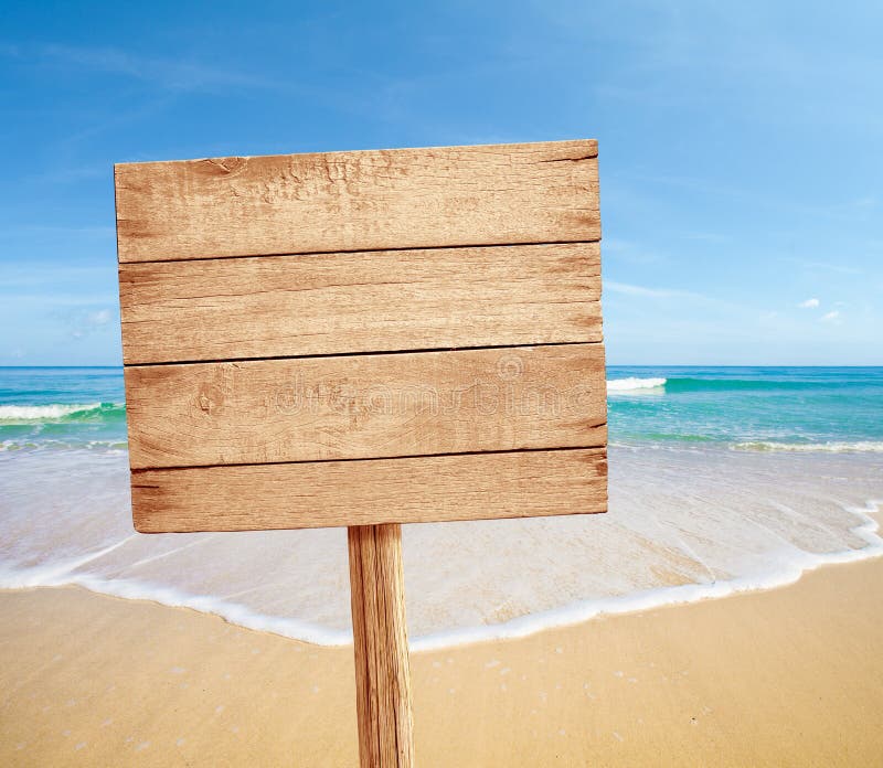 Wood sign on sea beach stock photo. Image of abstract - 32383436
