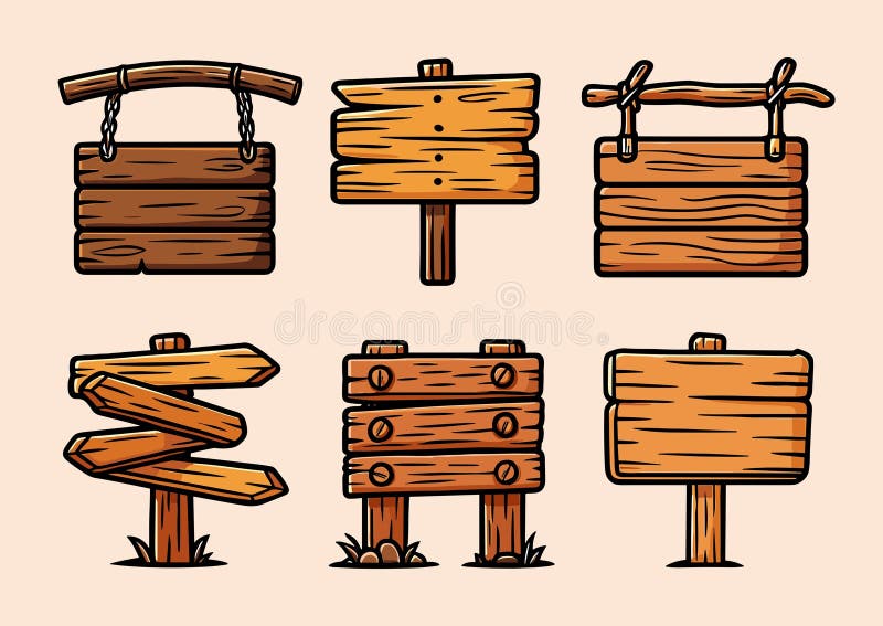 Wood Sign Vector Wooden Signage Illustrations Stock Vector ...