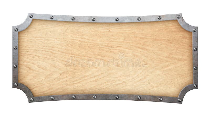 Wood Signboard with Forged Frame Isolated on White Stock Image - Image ...