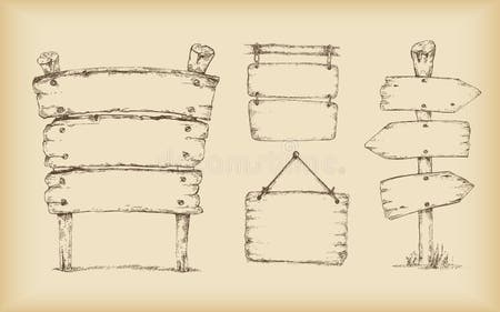 Wood signs drawing stock vector. Illustration of blank - 13968819