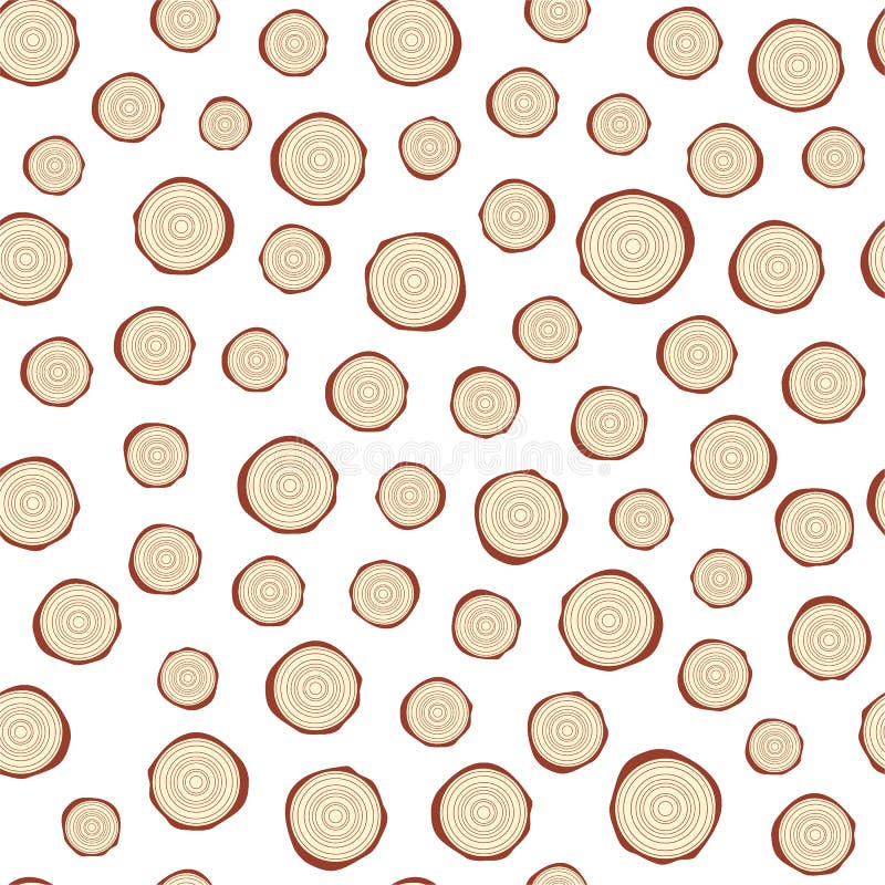 Wood Slice Seamless Pattern. Tree Rings on White Background. Wood ...