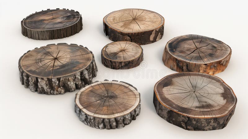 Wood Slices Mock-Up with Realistic Texture Stock Image - Image of ...
