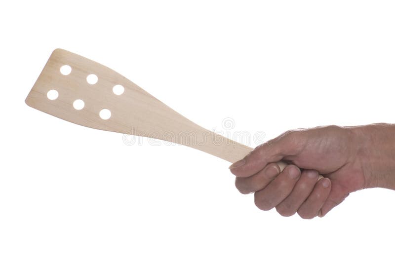 Wood Spatule in Hand on White Stock Image - Image of tool, work: 11362449