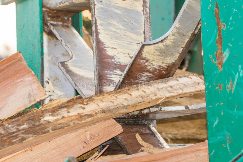 Tool for Splitting Wood Stuck in a Tree Stump. an Ancient, Homemade Axe ...